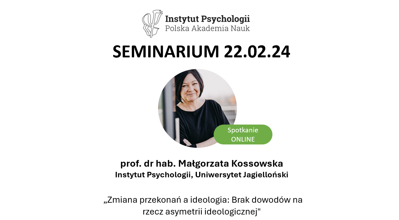 Seminarium 22.02.2024 - Instytut Psychologii PAN